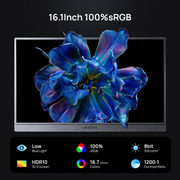 Arzopa Z1FC Grey Portable Monitor 144Hz | 16.1" with Sleeve Bag ...