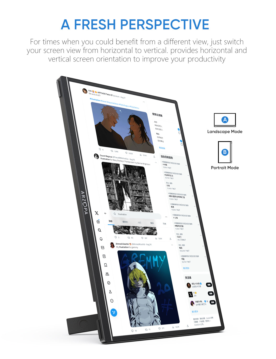 Arzopa Z1RC 2.5K Portable Monitor | Brilliant QHD 500nits 8bit Display ...